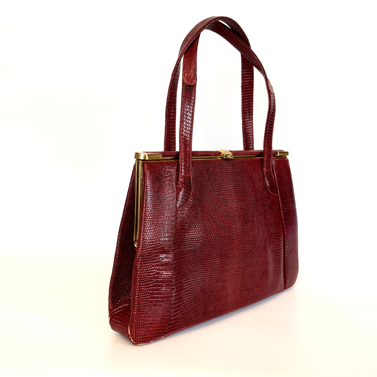 Vintage 70s Rare Raspberry Red Lizard Skin Handbag By Rayne/Waldybag ...