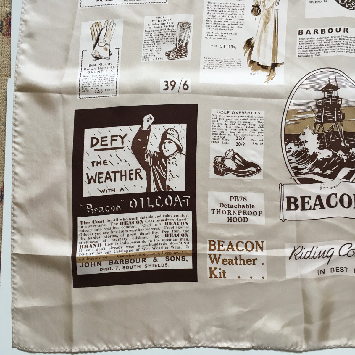 Large Silk 'Vintage Ads' Barbour Scarf New – Brand Spanking Vintage