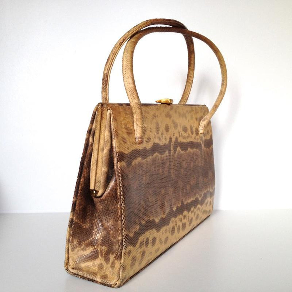 Vintage 50s Karung Snake Skin Classic Ladylike Bag By Waldybag w/ Orig ...